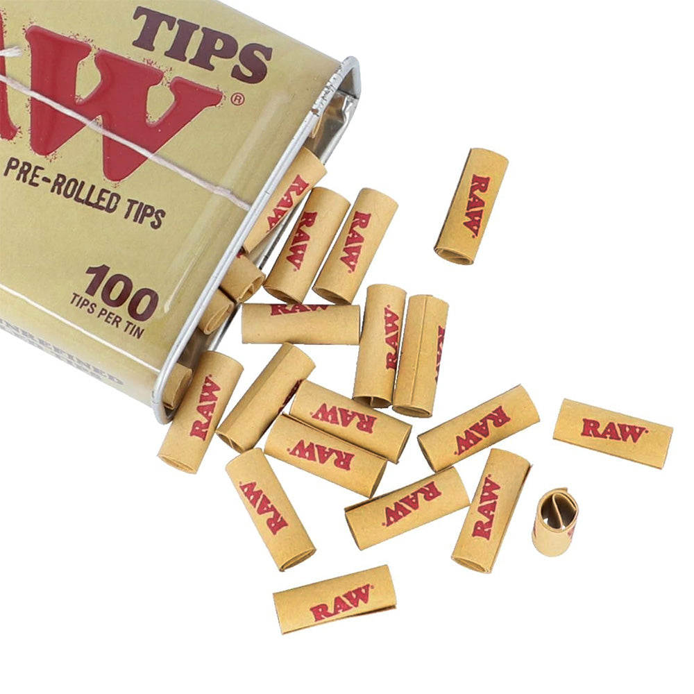(TIP) RAW PRE ROLLED TIPS IN TIN 100CT – Hibro Wholesale