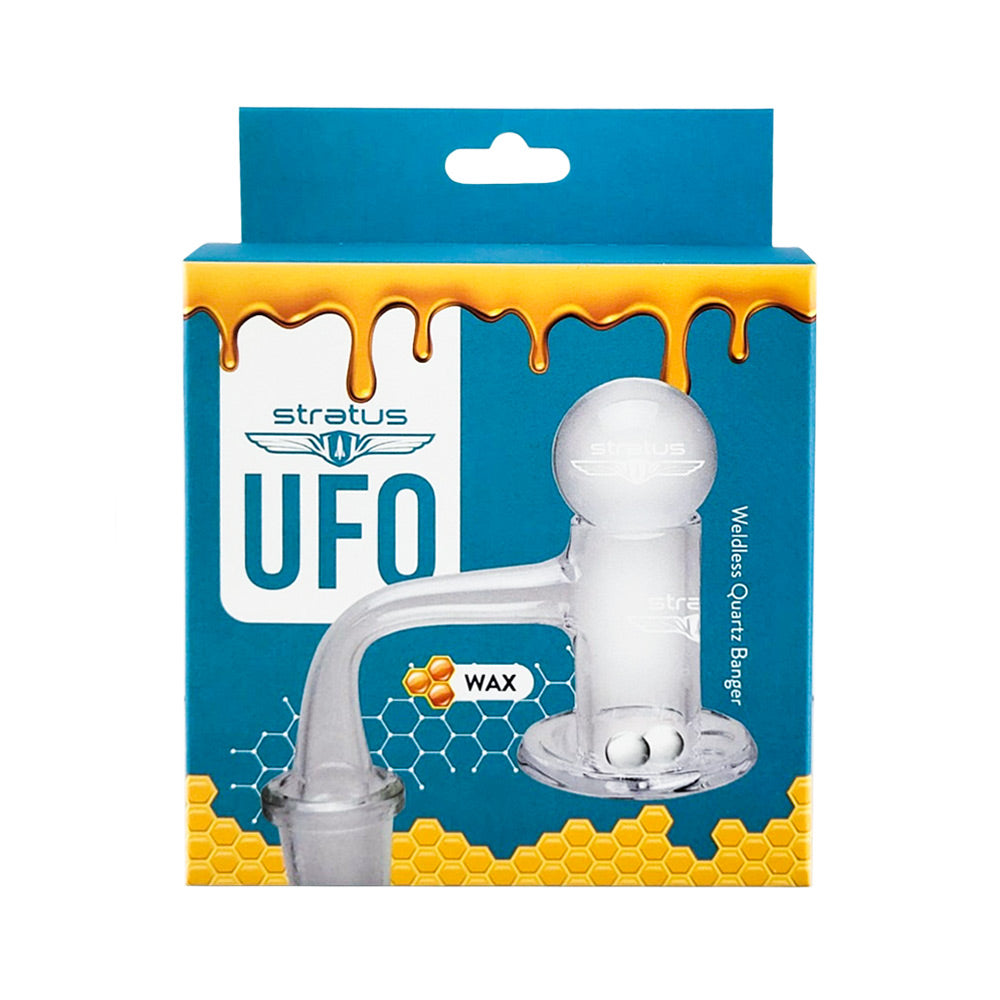 (BANGER SET) QUARTZ BANGER - STRATUS UFO - 14MALE - CLEAR – Hibro Wholesale